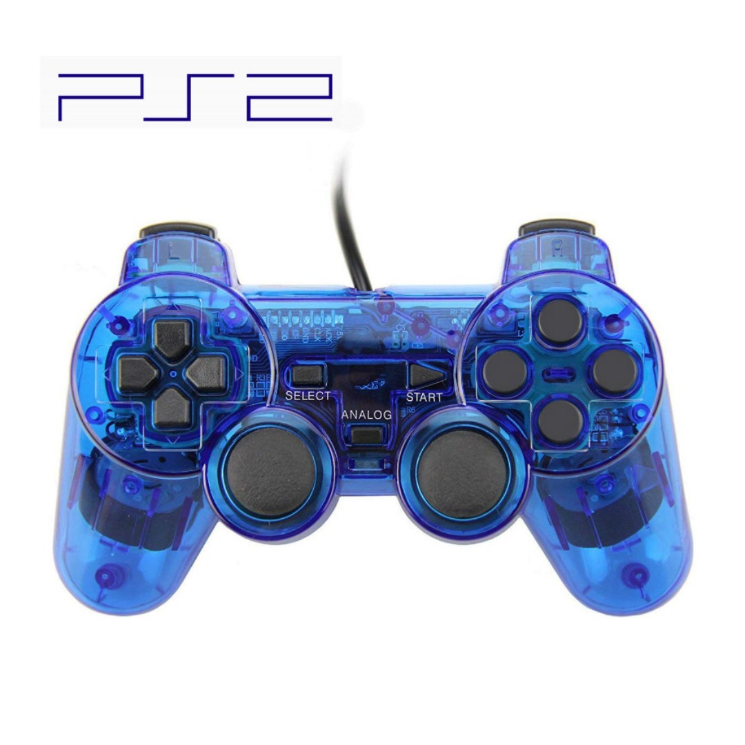 PS2 DualShock 2 Wired Controller - Transparent Blue, Video Gaming ...