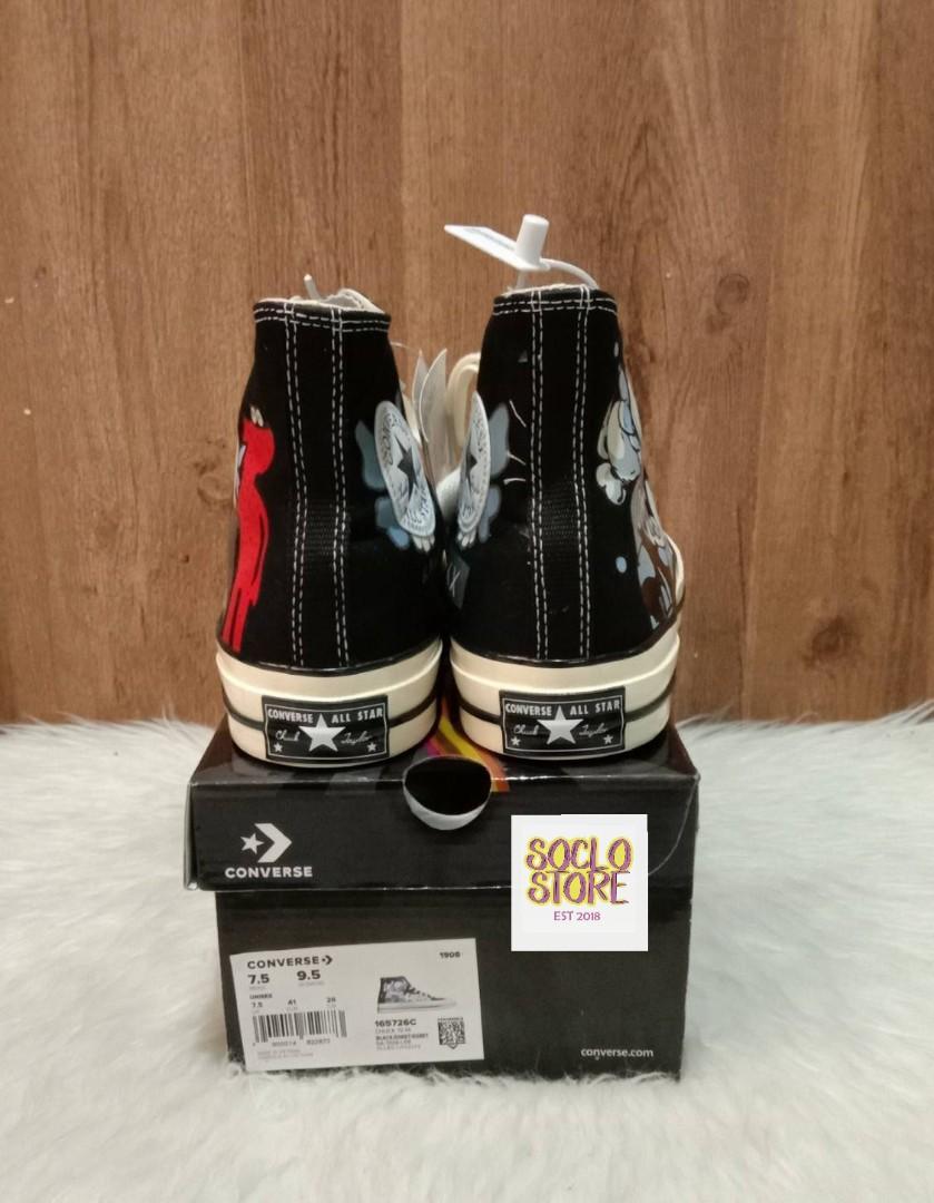 SEPATU CONVERSE X KAWS CHUCK 70s Hi BLACK ORIGINAL MATERIAL PERFECT ...