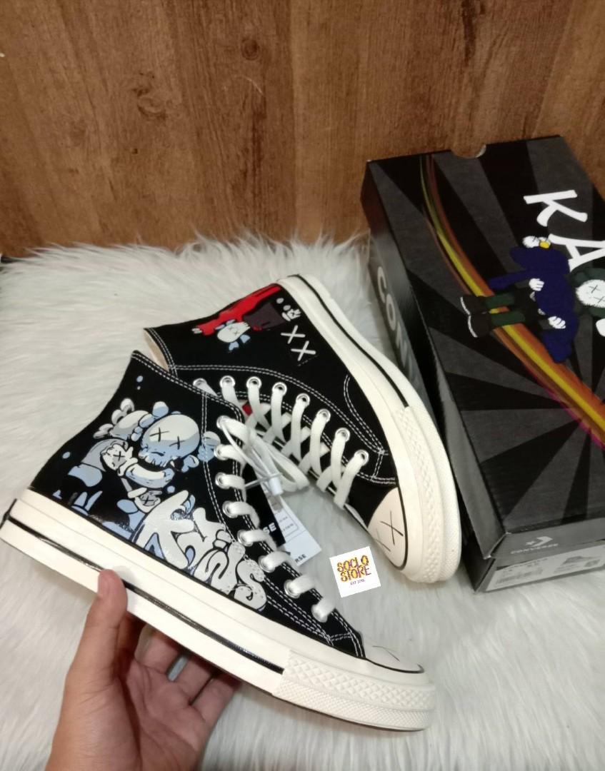 SEPATU CONVERSE X KAWS CHUCK 70s Hi BLACK ORIGINAL MATERIAL PERFECT ...