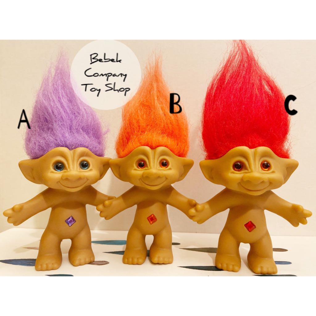 中型 1980 Vintage Troll Doll Gem 醜娃 巨魔娃娃 幸運小子 寶石系列, 書籍、休閒與玩具, 玩具、公仔、桌遊在旋轉拍賣