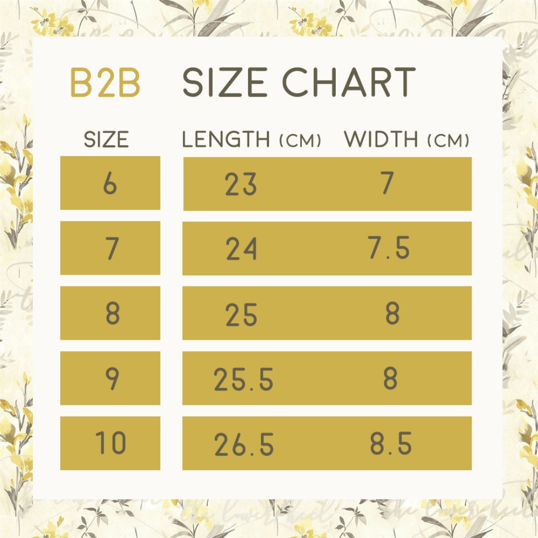 Back 2 Basics (B2B) Size Chart, Women's Fashion, Footwear, Shoe inserts ...