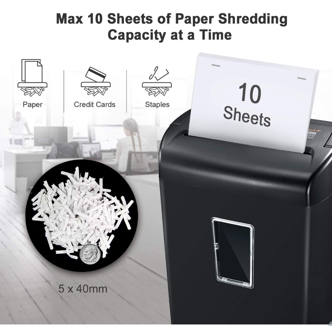 Bonsaii 10-Sheet Cross-Cut Paper and Credit Card Shredder Machine, 21 ...