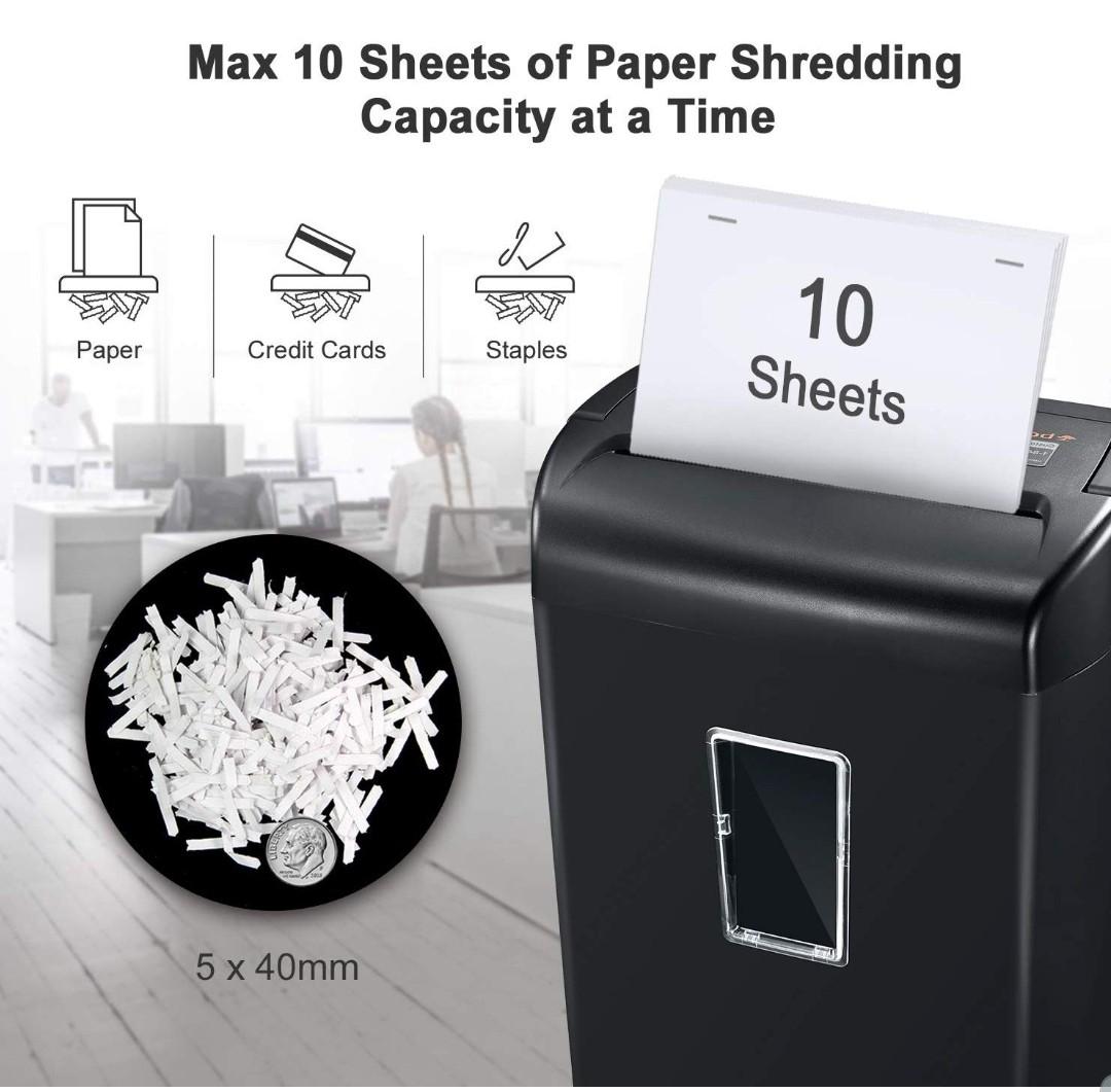 Bonsaii 10-Sheet Cross-Cut Paper and Credit Card Shredder Machine, 21 ...