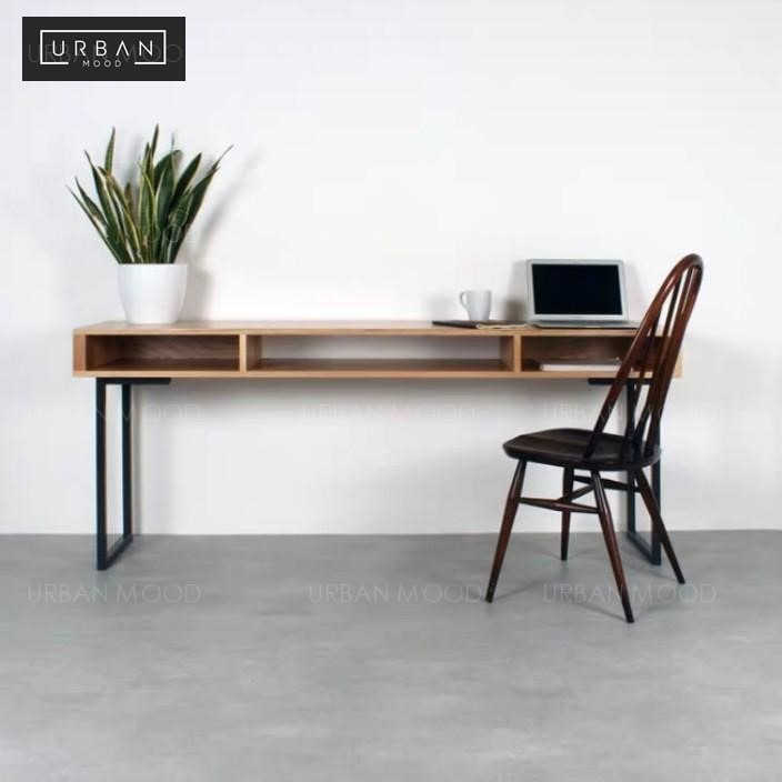 CORY Modern Industrial Solid Wood Study Table, Furniture & Home Living ...