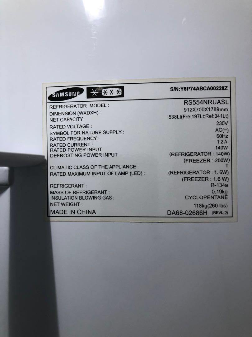 Samsung Side by Side Refrigerator, TV & Home Appliances, Kitchen ...