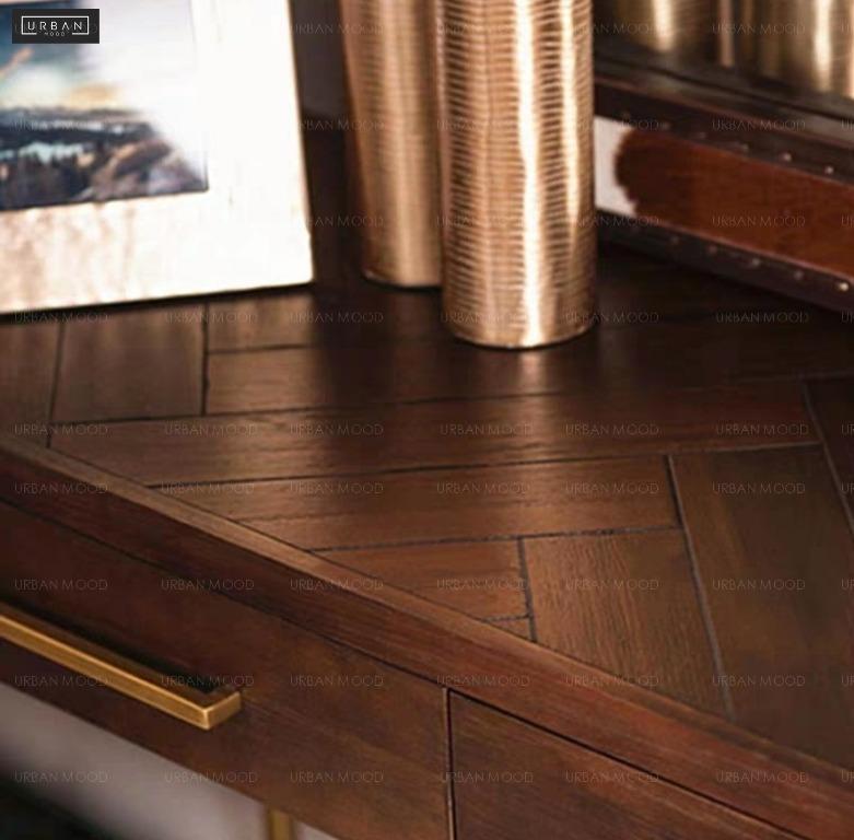 COLEMAN Herringbone Acacia Solid Wood Hallway Console, Furniture & Home ...