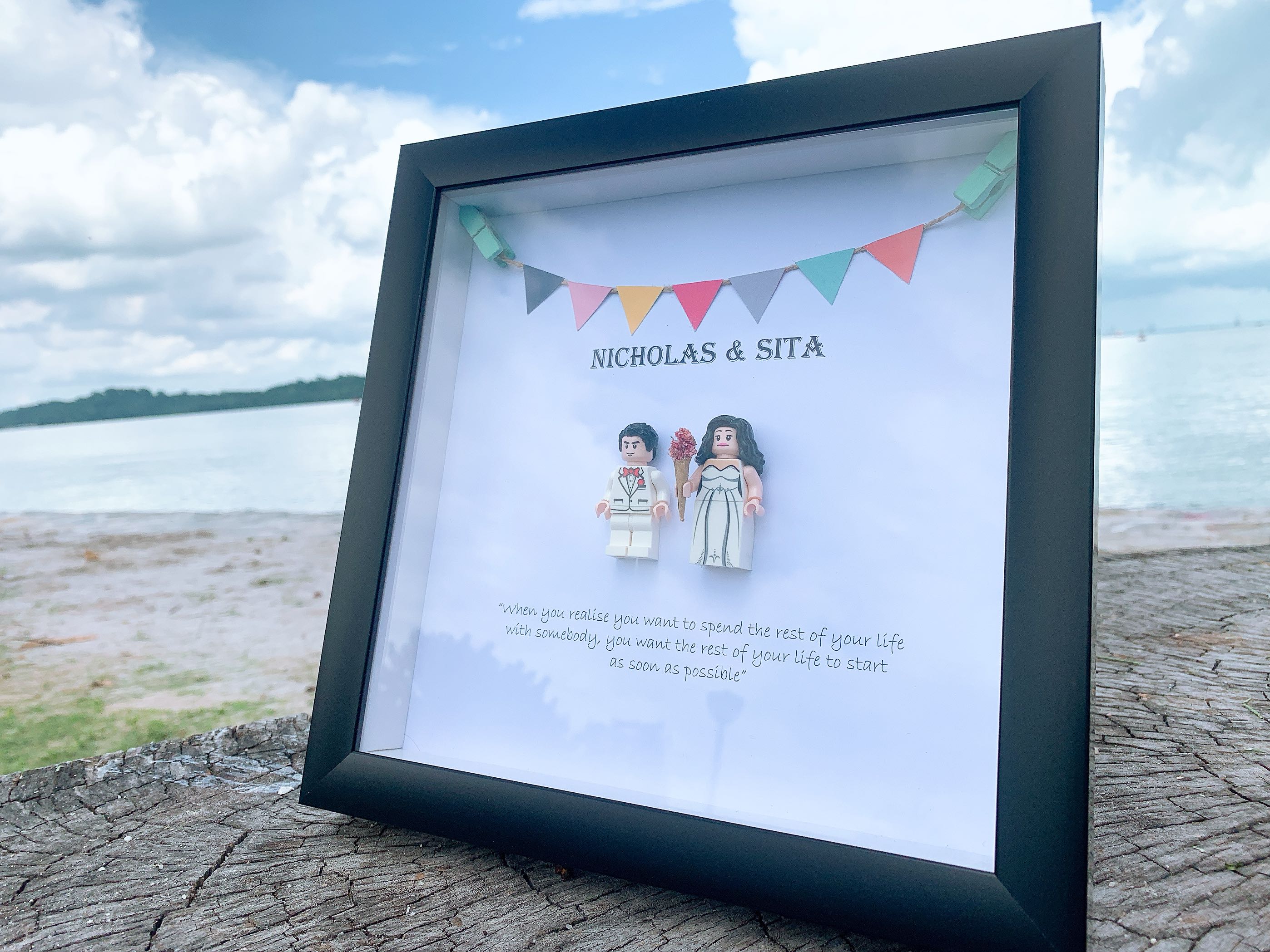 Customised lego photo frame (wedding and ect), Furniture & Home Living ...
