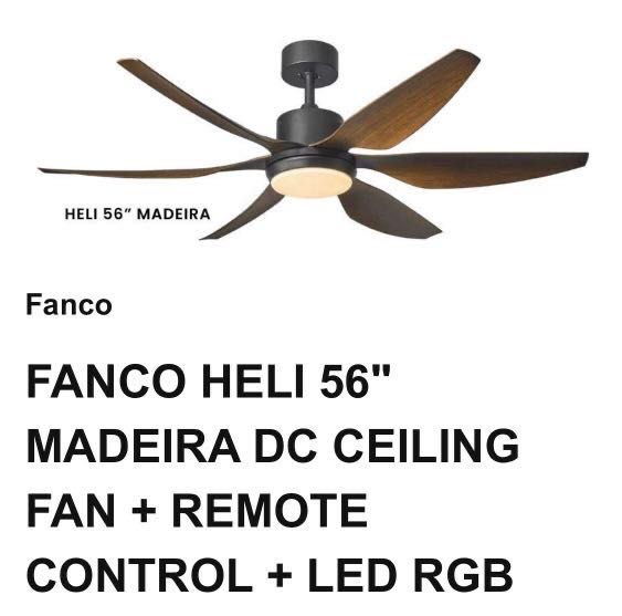 FANCO HELI 56" MADEIRA DC CEILING FAN + REMOTE CONTROL + LED RGB ...