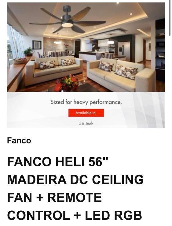 FANCO HELI 56" MADEIRA DC CEILING FAN + REMOTE CONTROL + LED RGB ...