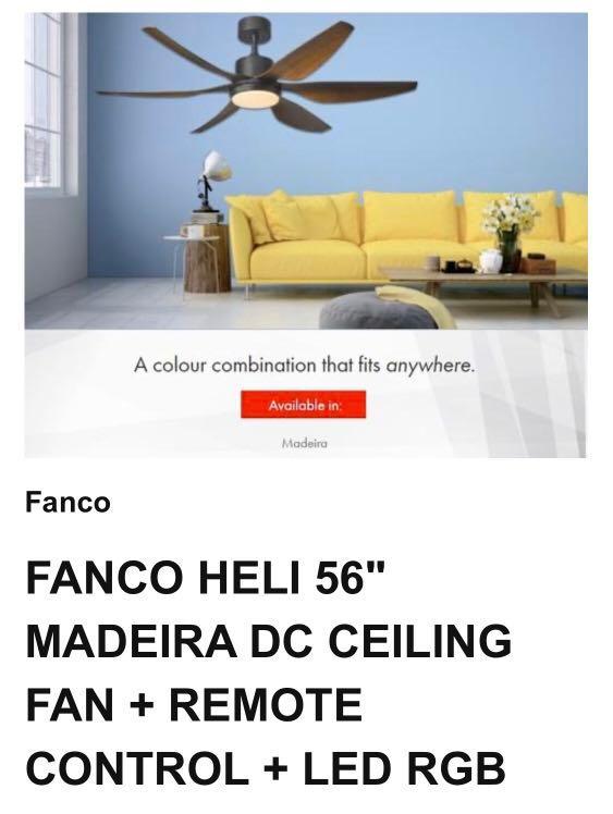 FANCO HELI 56" MADEIRA DC CEILING FAN + REMOTE CONTROL + LED RGB ...