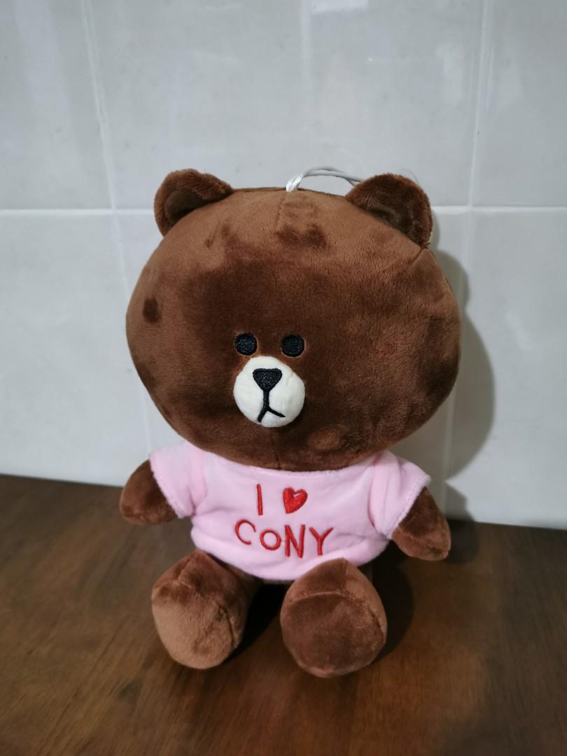 Line Brown Bear I love Cony pink shirt plush soft doll toy patung ...