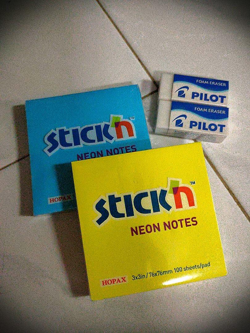 Sticky notes and erasers, Hobbies & Toys, Stationery & Craft ...