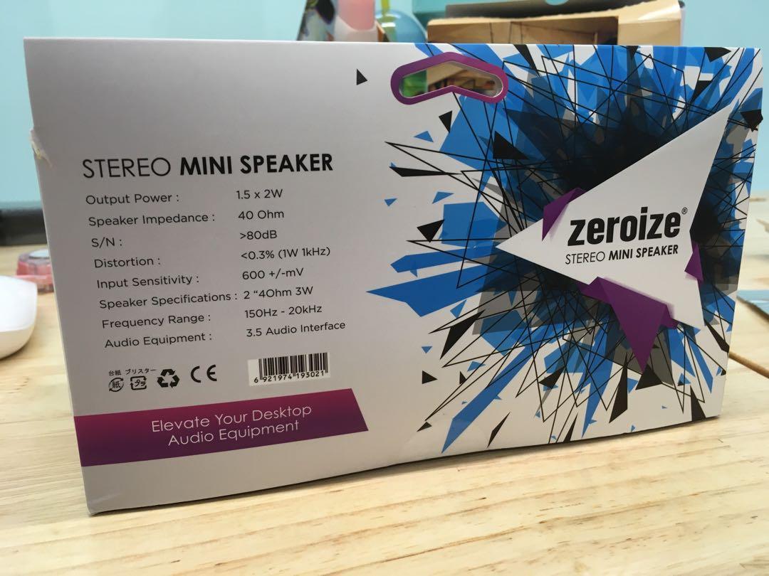 【全新】Zeroize Stereo Mini Speaker 電腦喇叭 揚聲器, 音響器材, Soundbar、揚聲器、藍牙喇叭、耳擴 ...