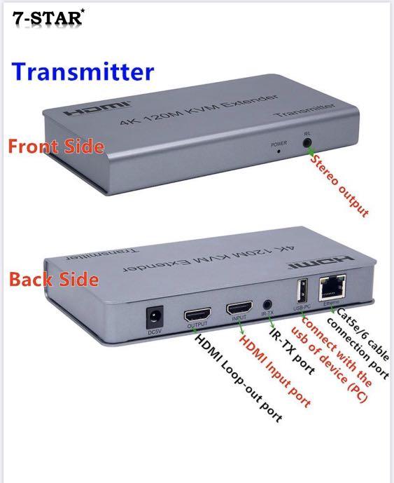 4K KVM 120M HDMI Extender with USB PORT/IR CONTROL [4K HDMI Keyboard ...