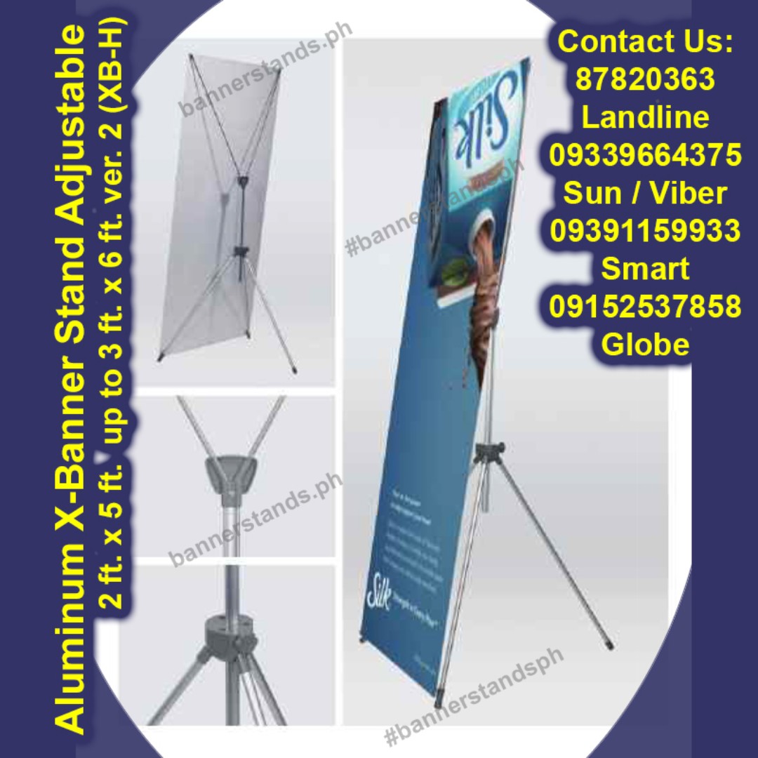 Aluminum Adjustable X Banner Stand (ver. 2) Flexi Stand 2ft x 5ft up to ...