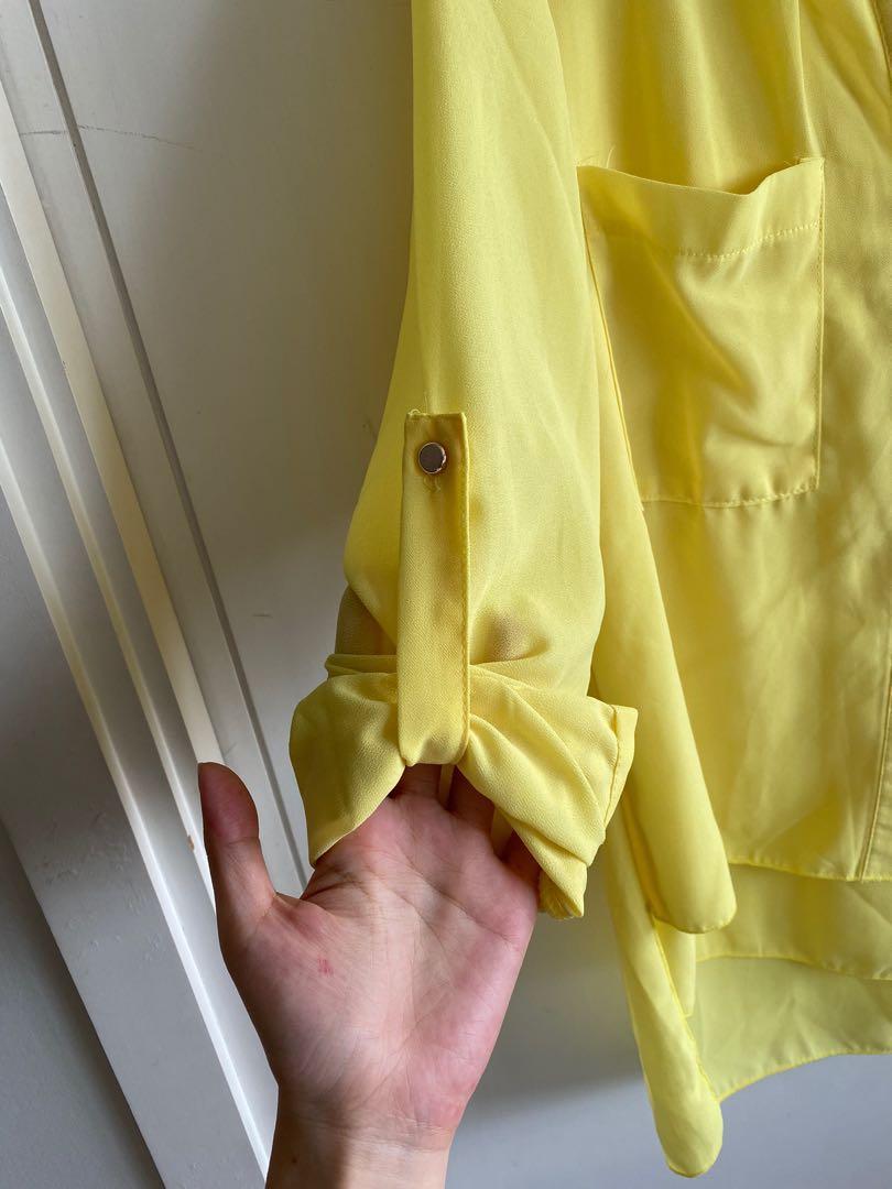 Bright Yellow blouse, Women's Fashion, Tops, Blouses on Carousell
