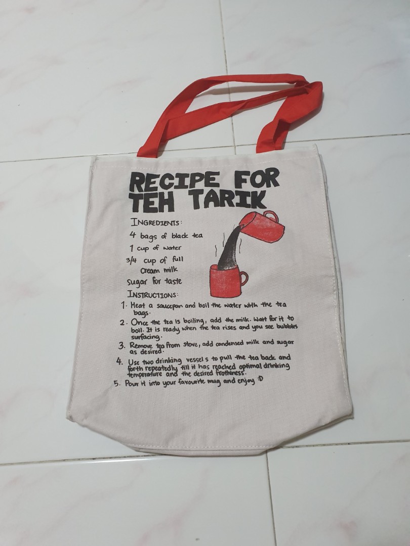 Canvas Tote Bag Teh Tarik Design, Everything Else on Carousell