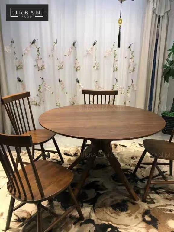 HACKEN Solid Wood Wishbone Round Dining Table, Furniture & Home Living, Furniture, Tables & Sets ...