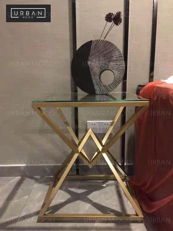 IDRIS Luxury Golden Pyramids Bedside Table, Furniture & Home Living ...