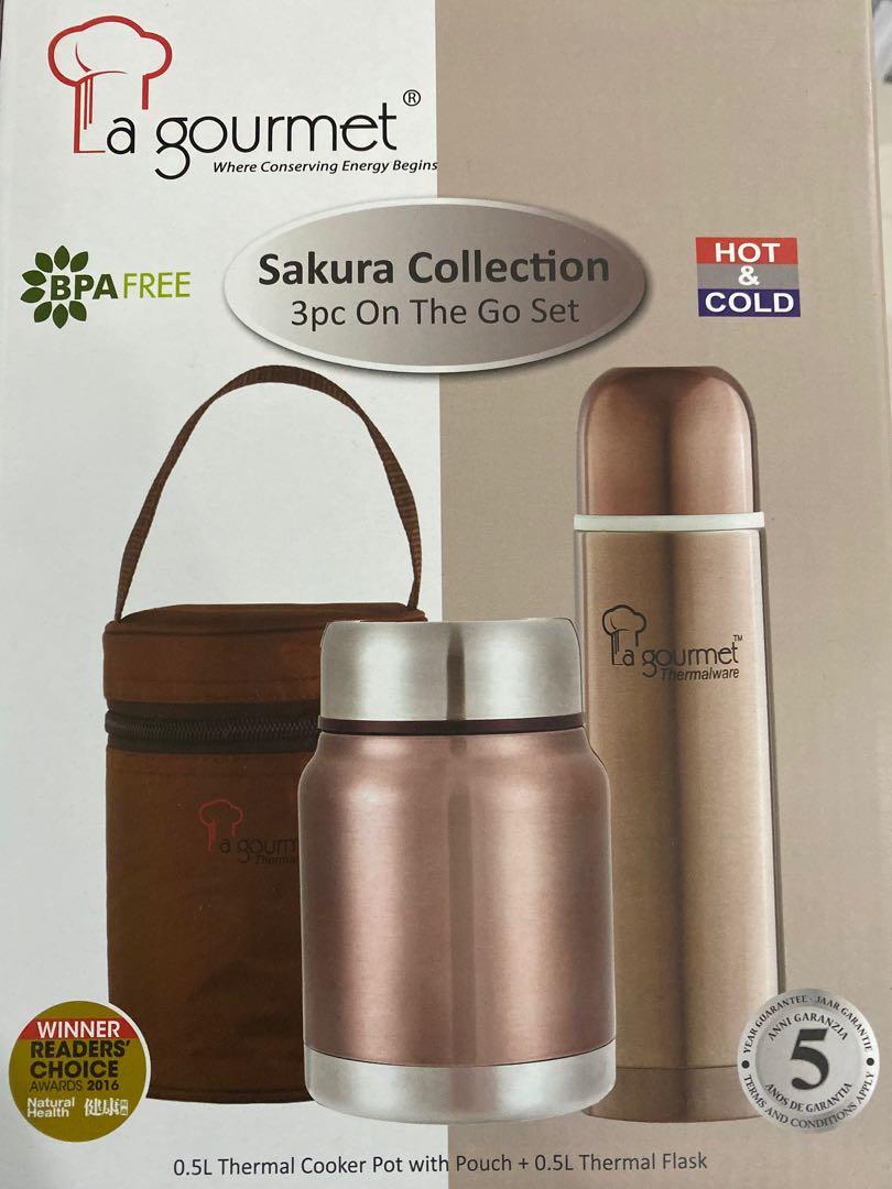 La gourmet Sakura collection ( Thermal flask + Thermal Cooker pot w ...