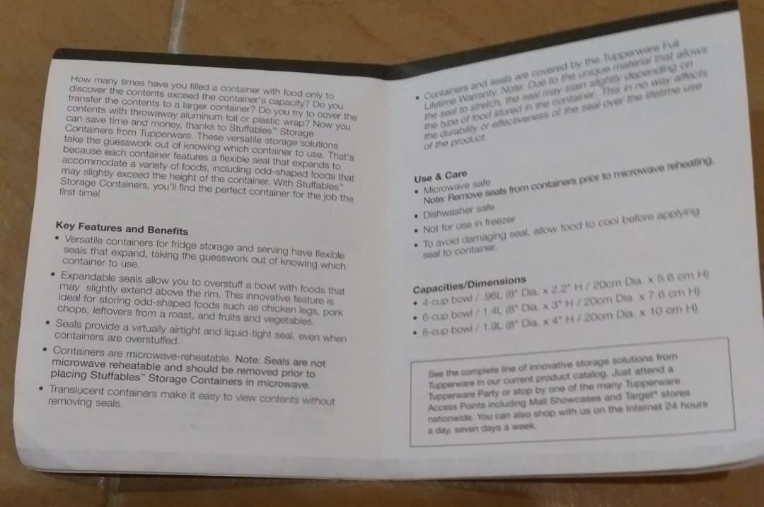 Tupperware Stuffables Storage container, Furniture & Home Living ...