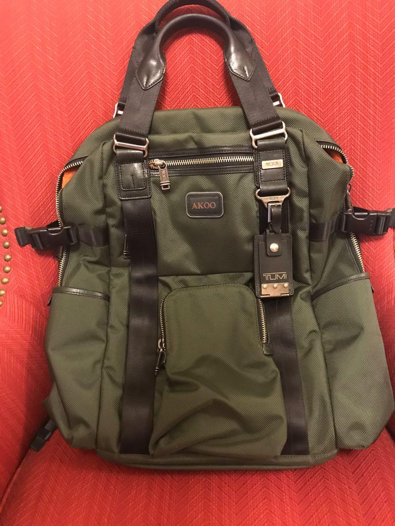 Tumi Alpha Bravo Kong’s Backpack Tote Green color with orange interior ...