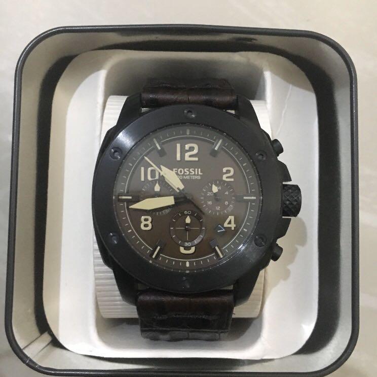 Jam Tangan Fossil Original Hitam Coklat Watch, Fesyen Pria, Jam Tangan ...
