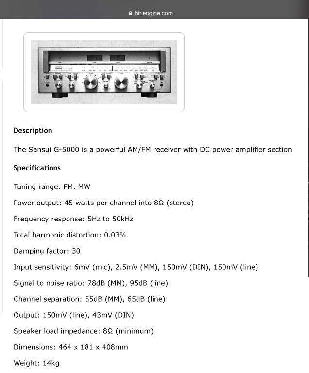 Sansui G5000 stereo receiver amplifier, Audio, Soundbars, Speakers ...