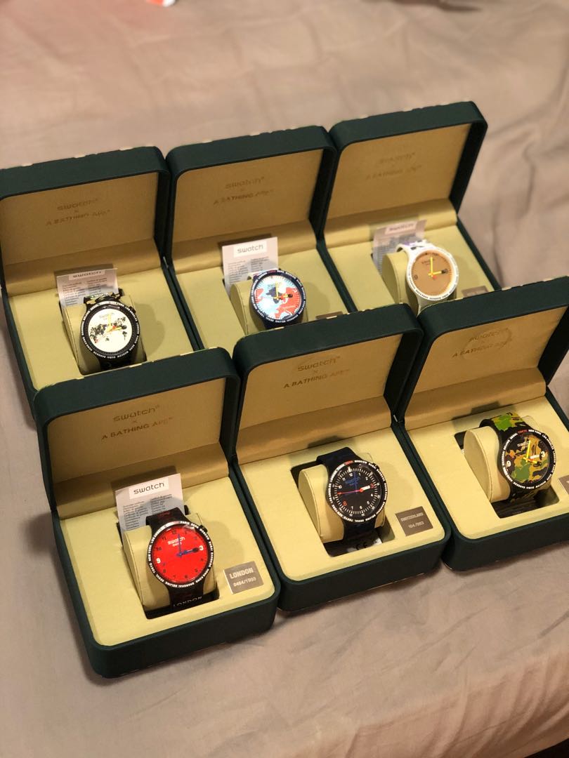 Swatch x Bape Limited Edition full set / individually, 名牌, 手錶 - Carousell