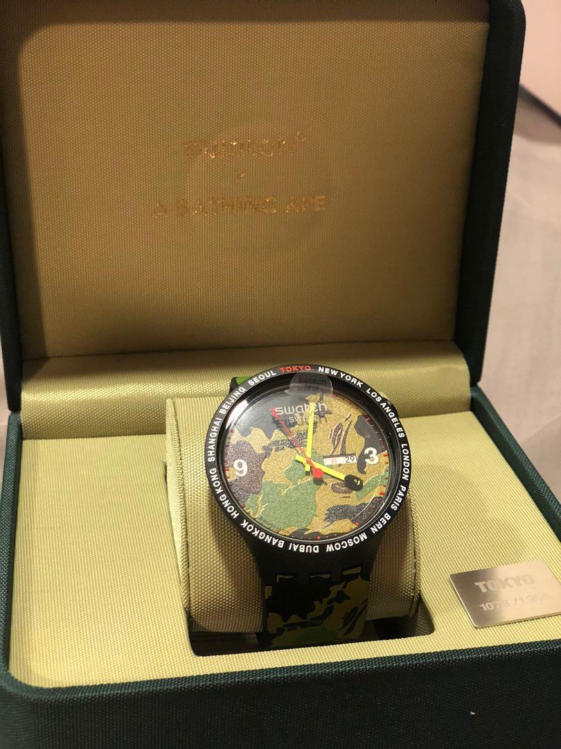 Swatch x Bape Limited Edition full set / individually, 名牌, 手錶 - Carousell