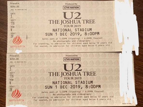 U2 concert tickets BEST SEATS, Tickets & Vouchers, Event Tickets on ...