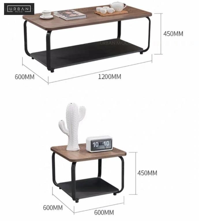 ALFRED Modern Industrial Wooden Rounded Corner Coffee Table, Furniture ...