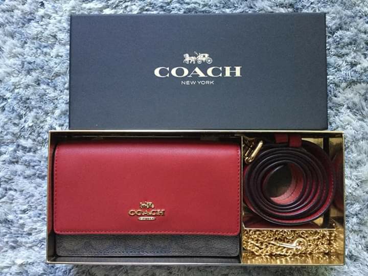 Boxed Flap Signature PVC Belt Bag True Red, Women's Fashion, Bags ...