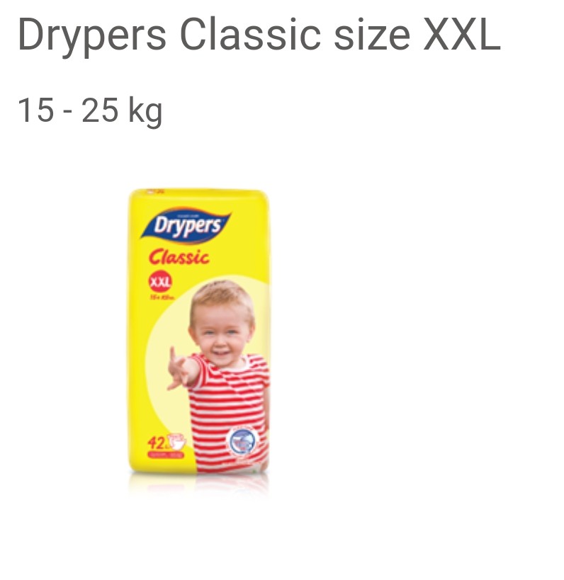 Drypers Classic XXL, Babies & Kids, Bathing & Changing, Diapers & Baby ...