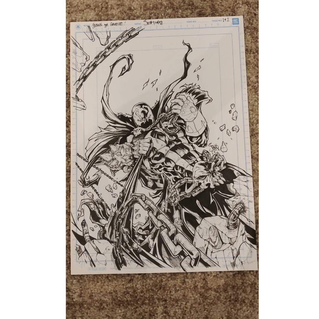 ORIGINAL ARTWORK SKETCH FANART SPAWN with the GAUNTLET, Hobbies & Toys ...