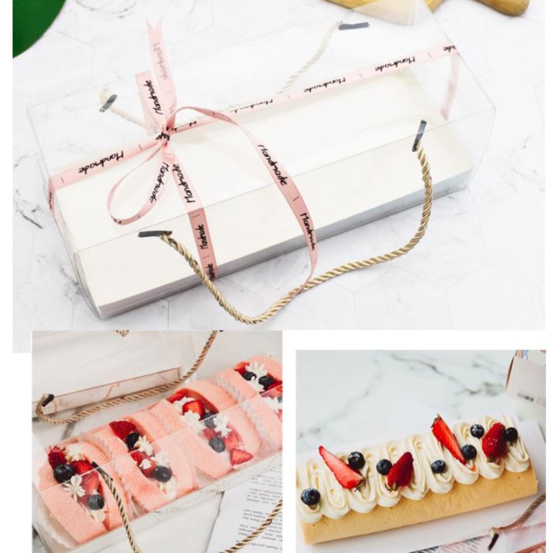 27cm Swiss roll box log cake boxes clear transparent box for roll cakes ...