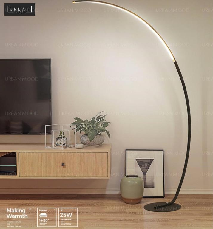 VARNER Contemporary Minimalist LED Half Moon Standing Lamp, Furniture ...