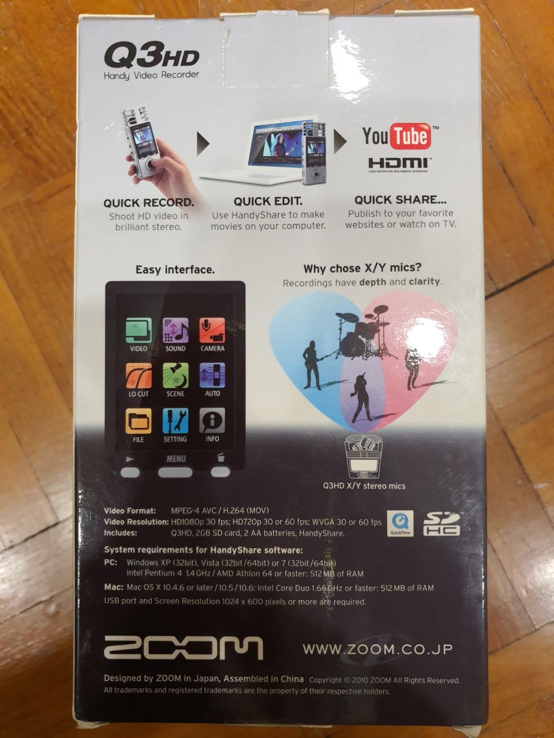 Zoom Q3 1080HD video recorder + stereo sound, Photography, Video Cameras on Carousell