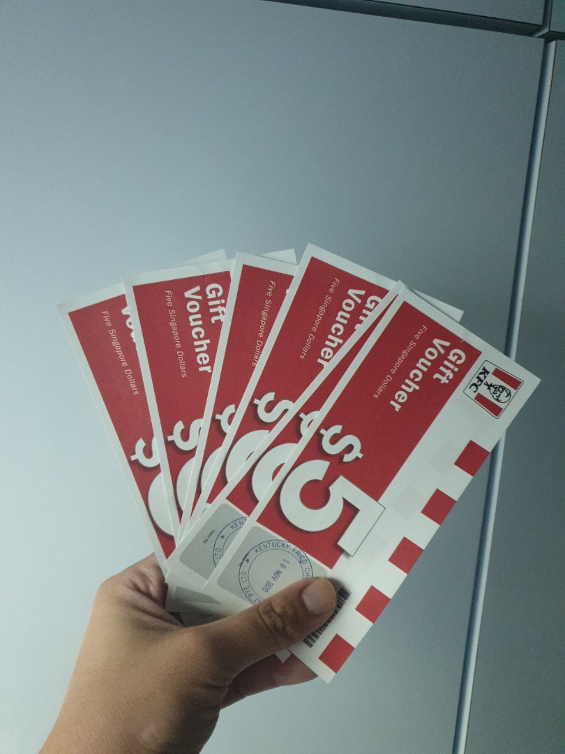 6 X $5 KFC vouchers (valued $30), Tickets & Vouchers, Vouchers on Carousell