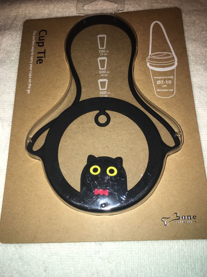 Brand new Cup Tie featuring a cute black cat, Everything Else on Carousell