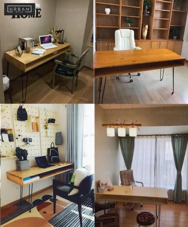 JOEL Modern Rustic Wooden Office Study Table, Furniture, Tables ...