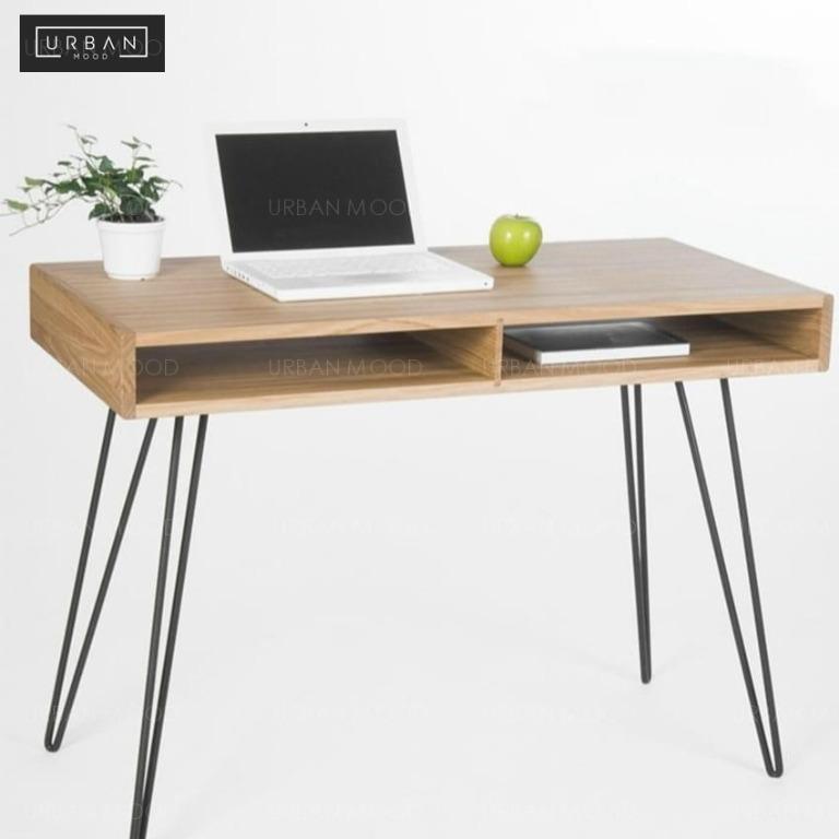 JOEL Modern Rustic Wooden Office Study Table, Furniture, Tables ...