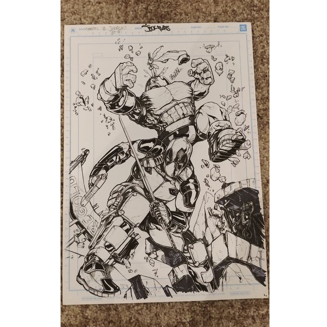 ORIGINAL ARTWORK SKETCH FANART DEADPOOL VS JUGGERNAUT, Hobbies & Toys ...