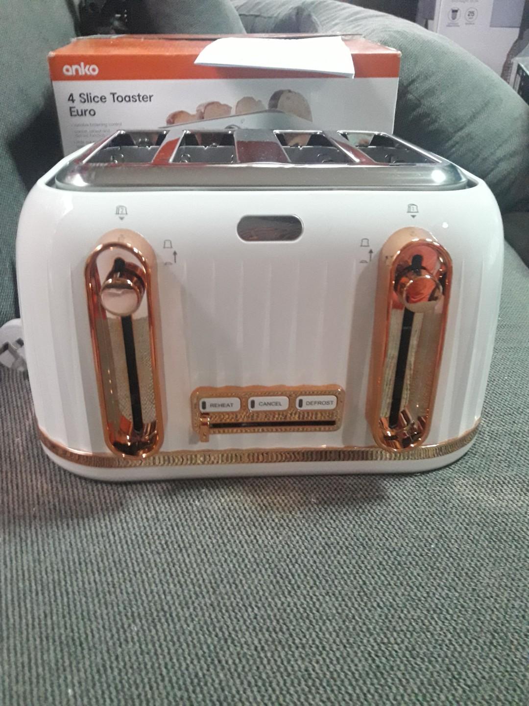 Rose Gold and White 4 Slice Euro Toaster, Furniture & Home Living, Home ...