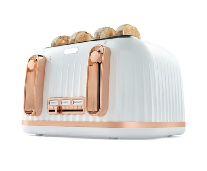 Rose Gold and White 4 Slice Euro Toaster, Furniture & Home Living, Home ...