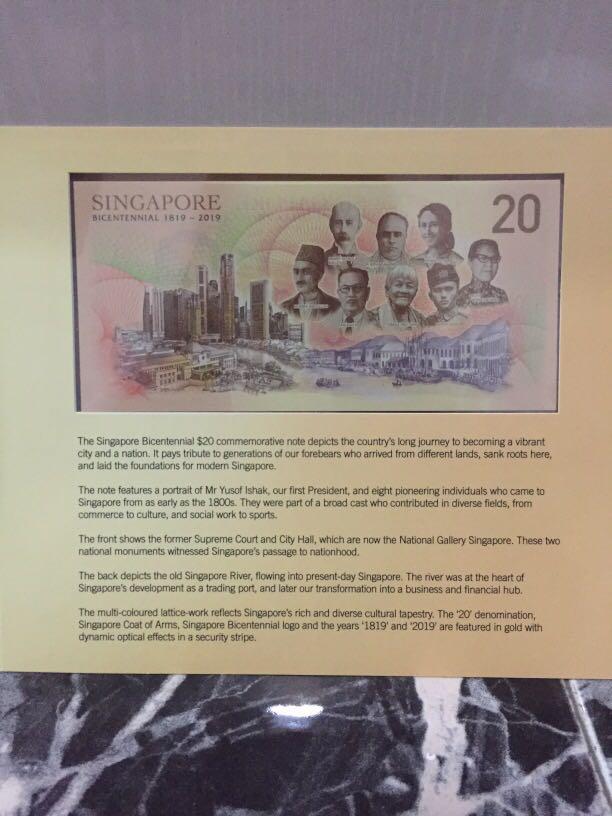 Singapore Bicentennial Commemorative $20 Note, Hobbies & Toys ...