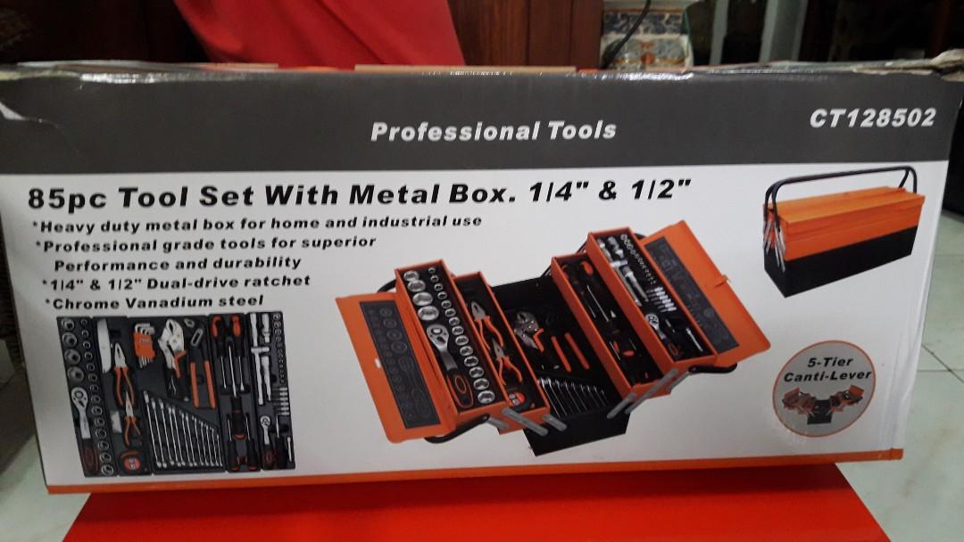 85pcs Professional Tools Set with Metal Box Socket Dual Drive Rachet ...