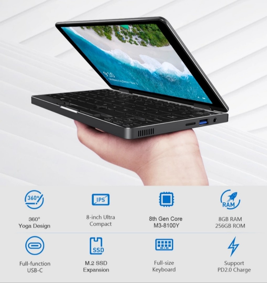 CHUWI MiniBook 8 inch 360 Yoga Laptop Ultrabook Intel M3 8100Y 8GB RAM ...