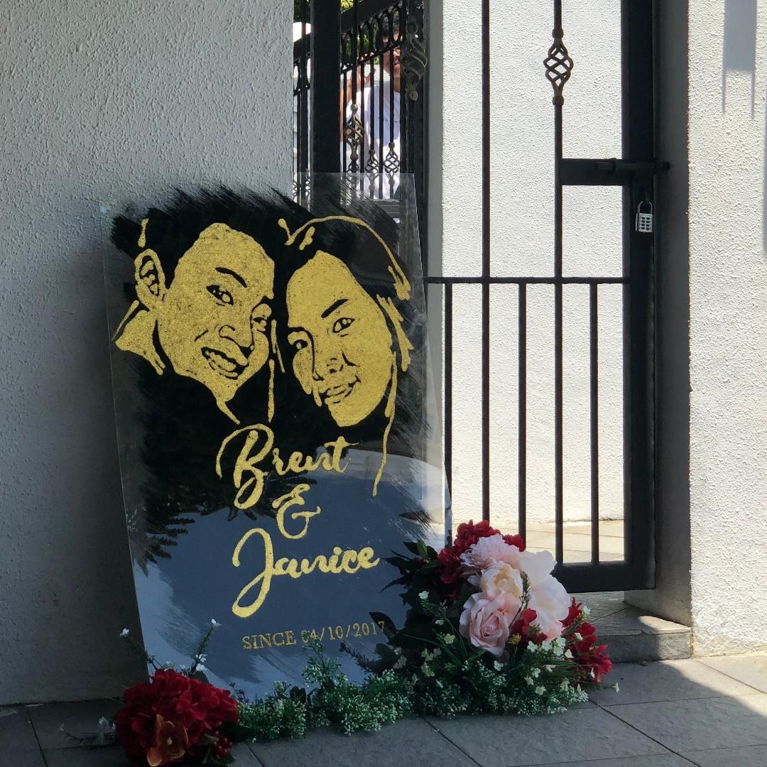 Customised A1 Acrylic Wedding Signage Glitter Hand Painted, Hobbies ...