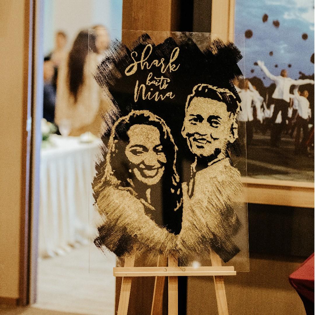 Customised A1 Acrylic Wedding Signage Glitter Hand Painted, Hobbies ...